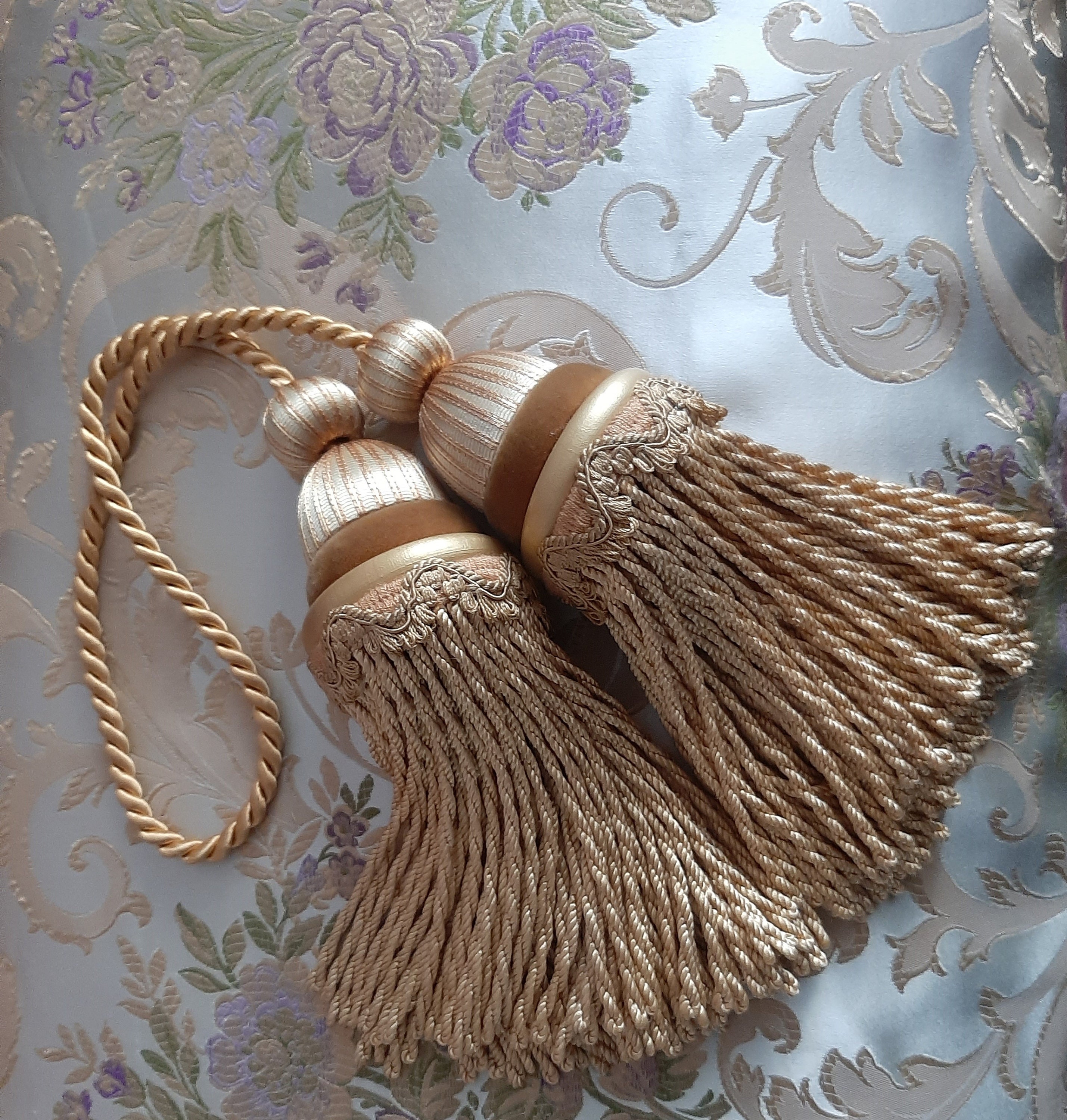 Vintage Handmade Mustard Color Silky Tassels; OOAK Tassels; Large 2 ...