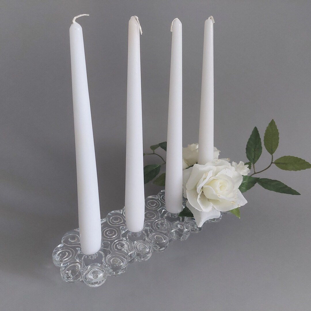 Swedish Vintage Blown Clear Glass Candle Holder: Christmas, Heavyweight ...
