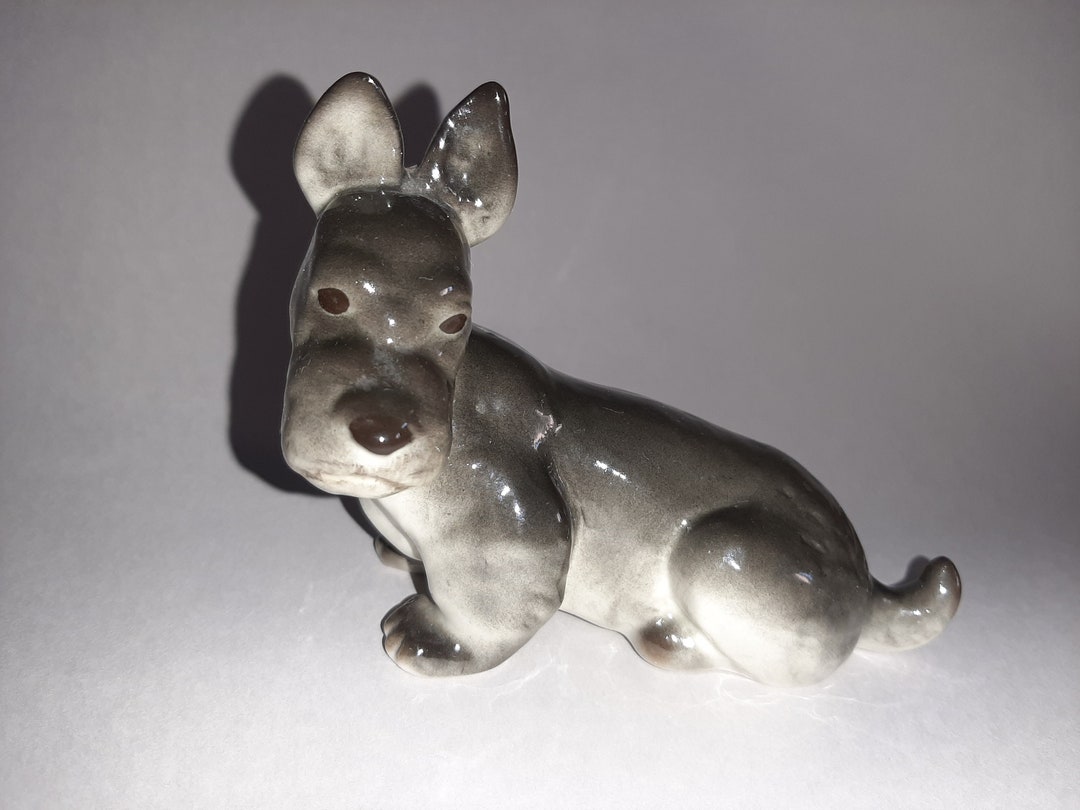 Vintage LFZ Porcelain Dog; Dog Figurine Scottish Terrier; Gray Color ...