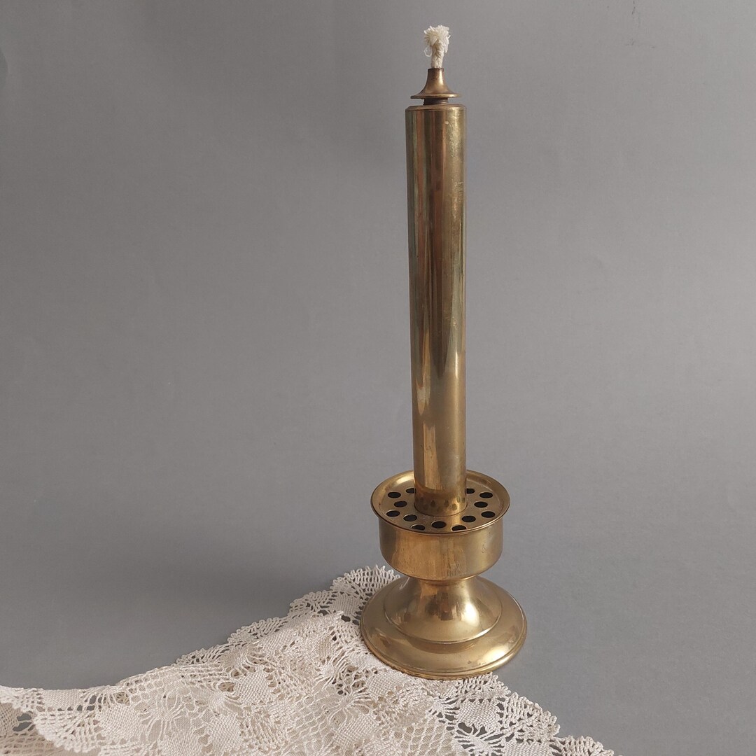 Vintage Danish Brass Oil Lamp; Brass Kerosene Candlestick; Brass ...