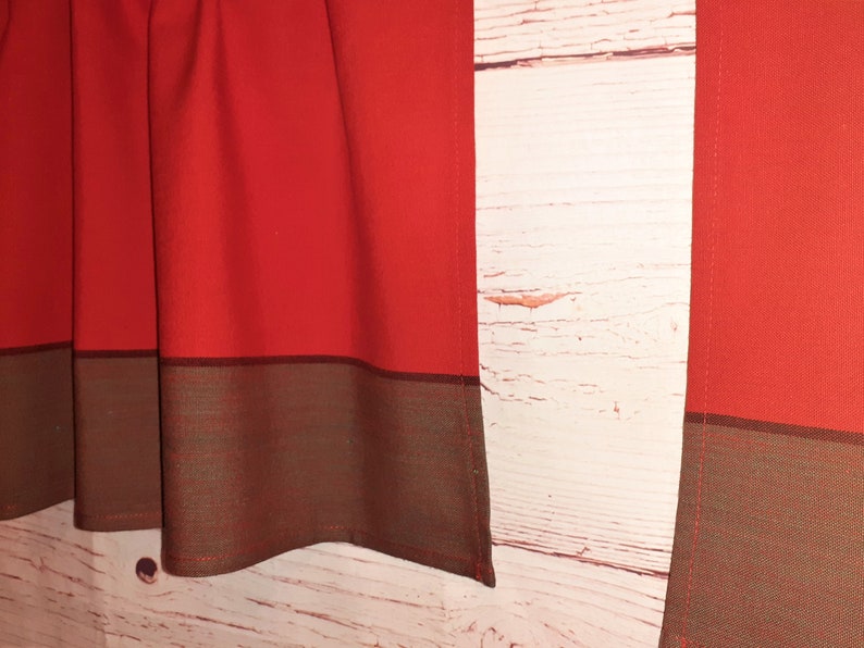 Handmade Red Cafe Curtains: Vintage, Reversible, Woven, Red/brown, Rod ...