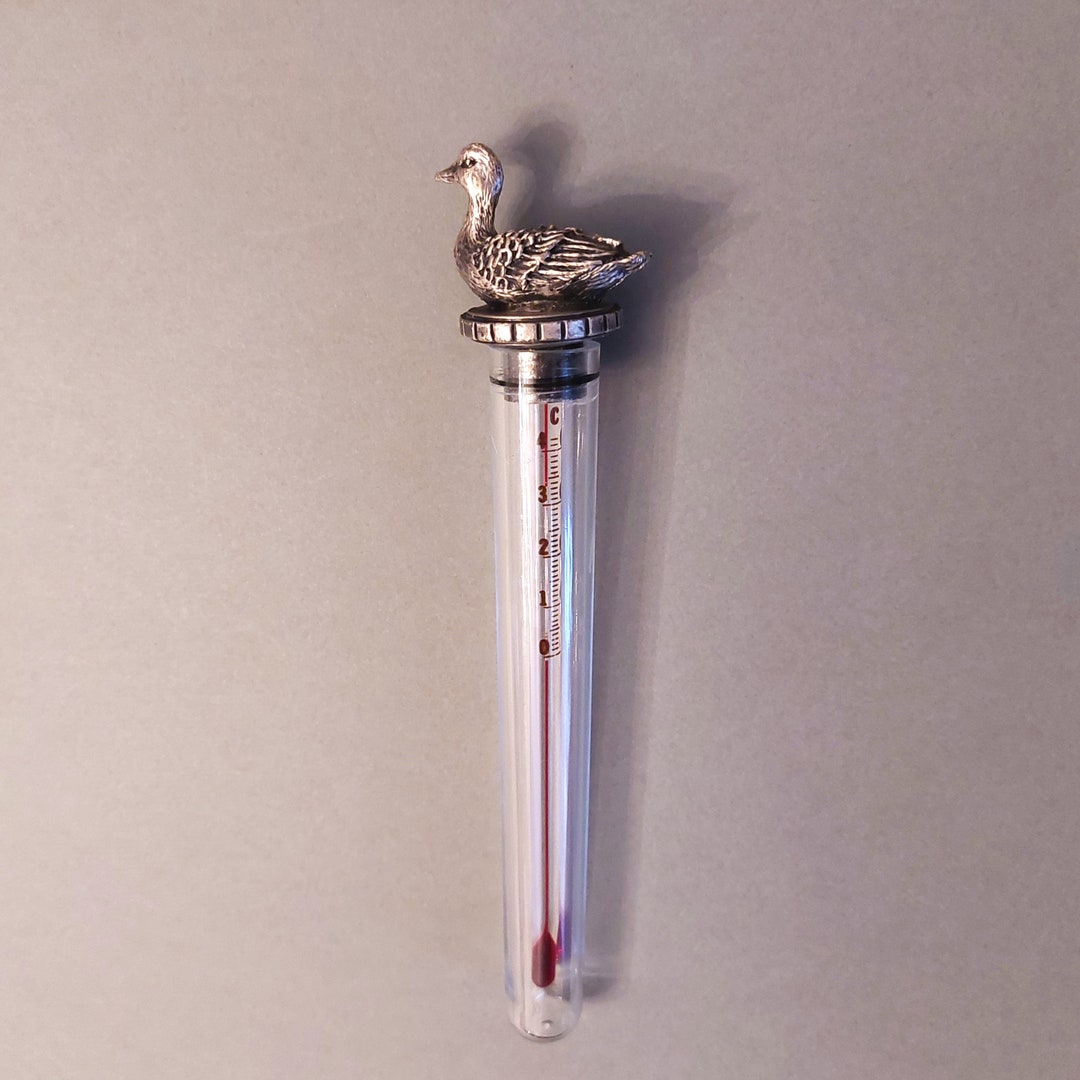 Vintage Glass Tube Thermometer Decorated With Metal Duck; Swedish Water ...