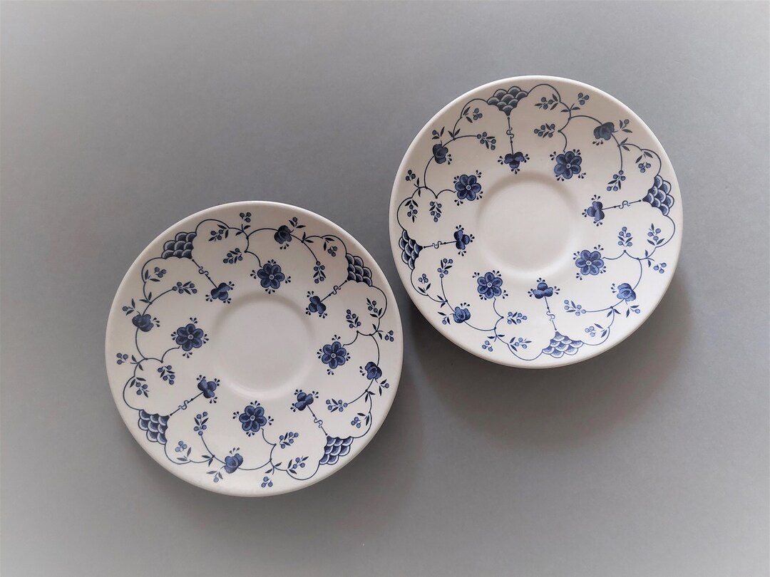 Vintage Churchill Saucers, Set of 2, Finland Blue Floral Pattern ...