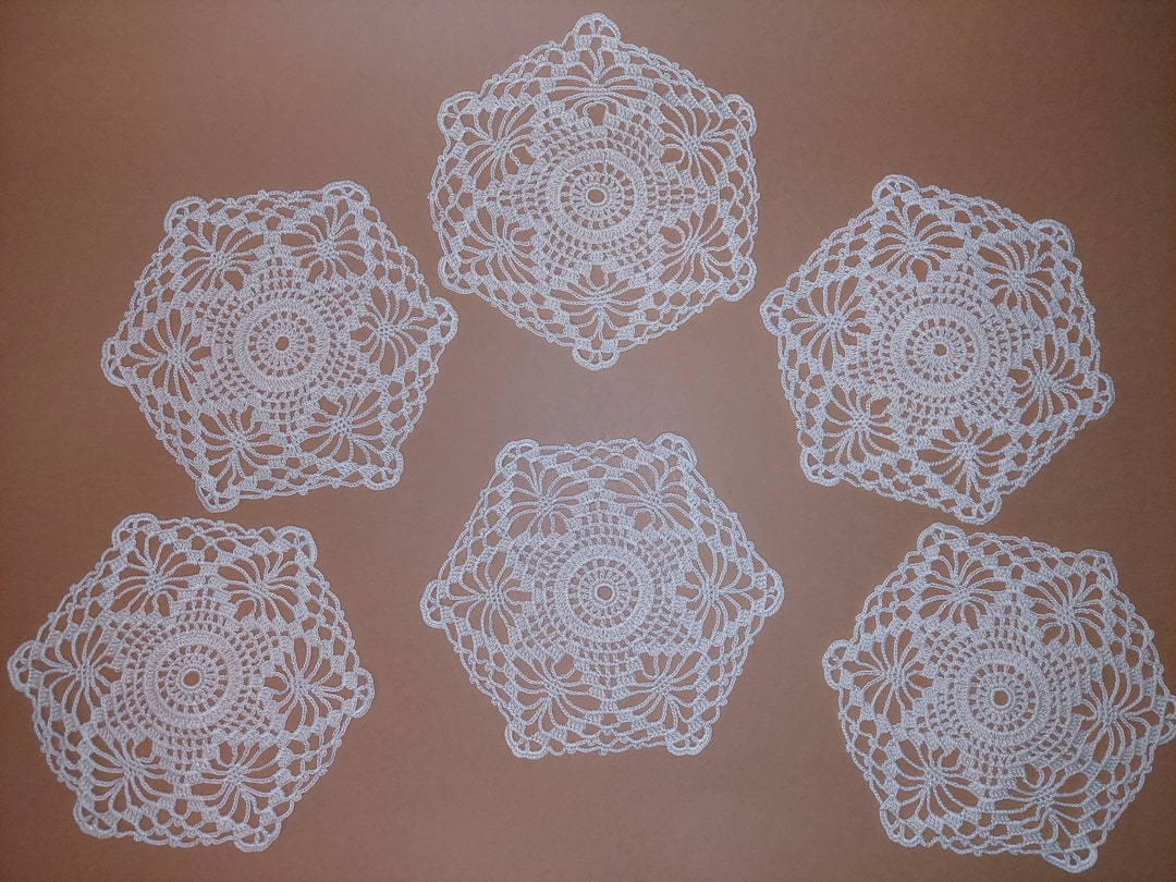 Set of 6 Swedish Vintage Crochet Beige Doilies Crochet Centerpiece ...