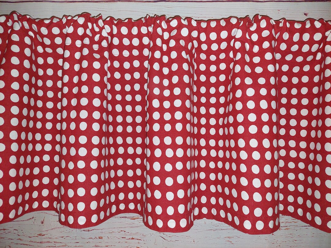 Cotton Red Curtain Valance With White Polka Dots Pattern Red/white ...