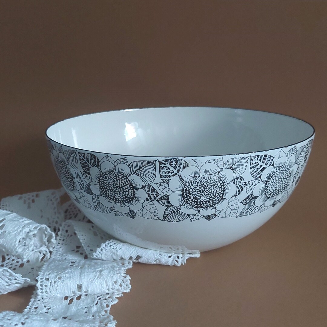 Vintage FINEL ARABIA Enamel Bowl KUKKA Design by Esteri Tomula Finnish ...