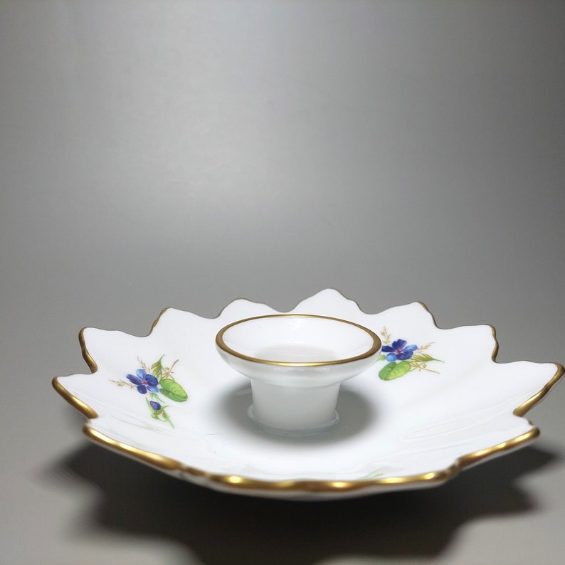 Hackefors Porcelain Candlestick Holder Bouquets of Violets Pattern ...