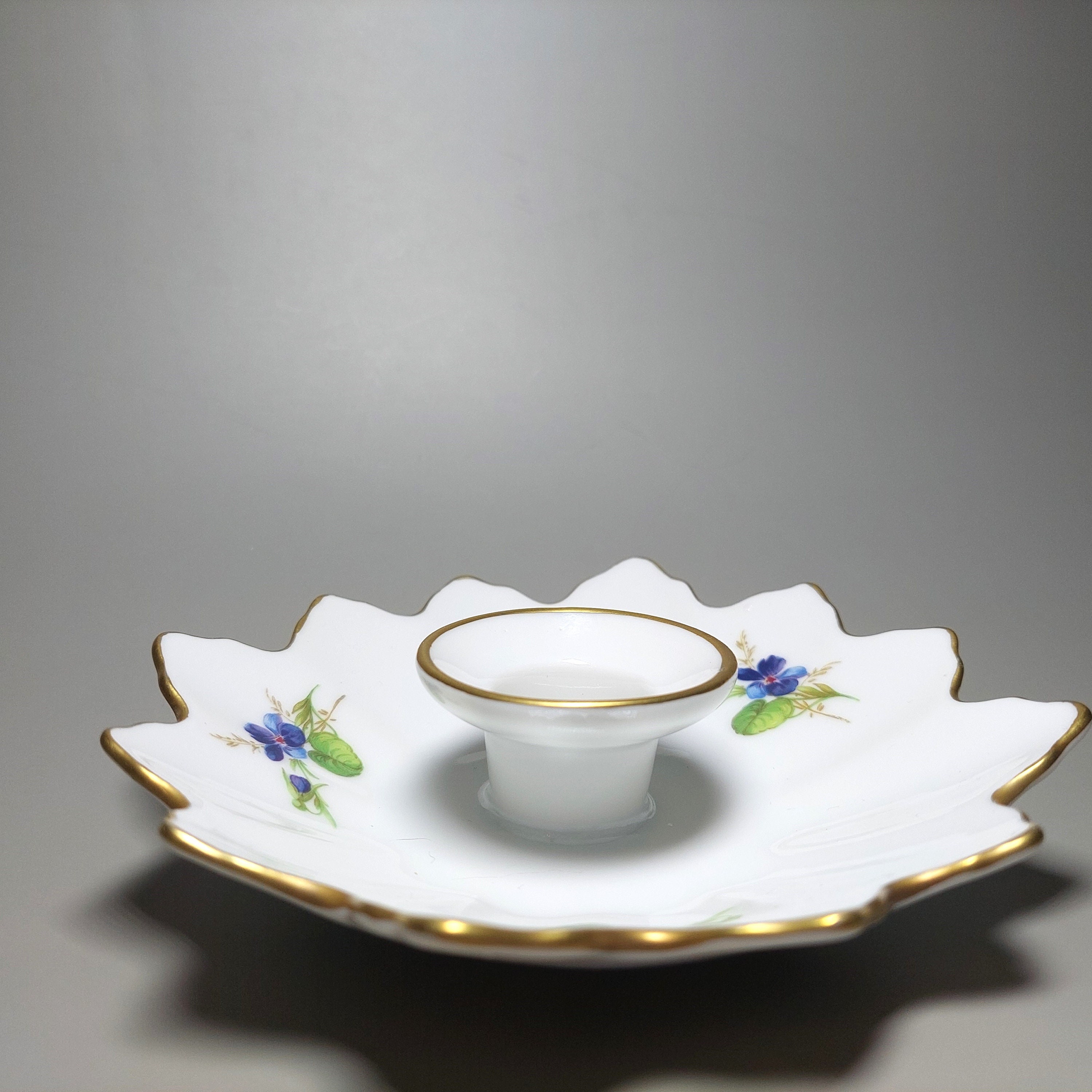 Hackefors Porcelain Candlestick Holder Bouquets of Violets Pattern ...
