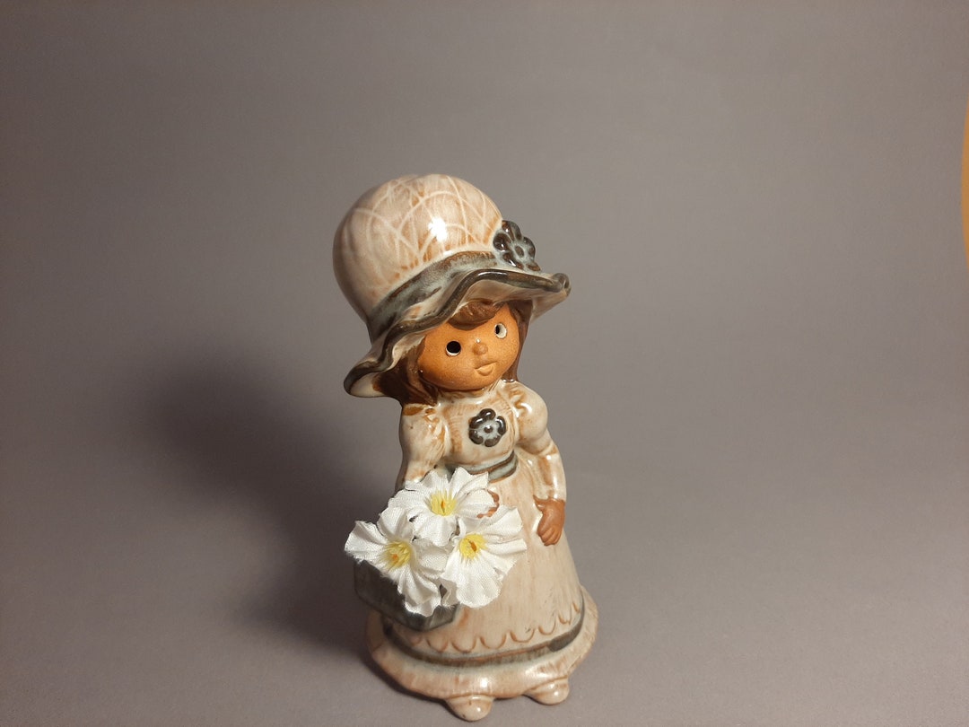Vintage Ceramic Girl Figurine With a Flower Basket, Scandinavian ...