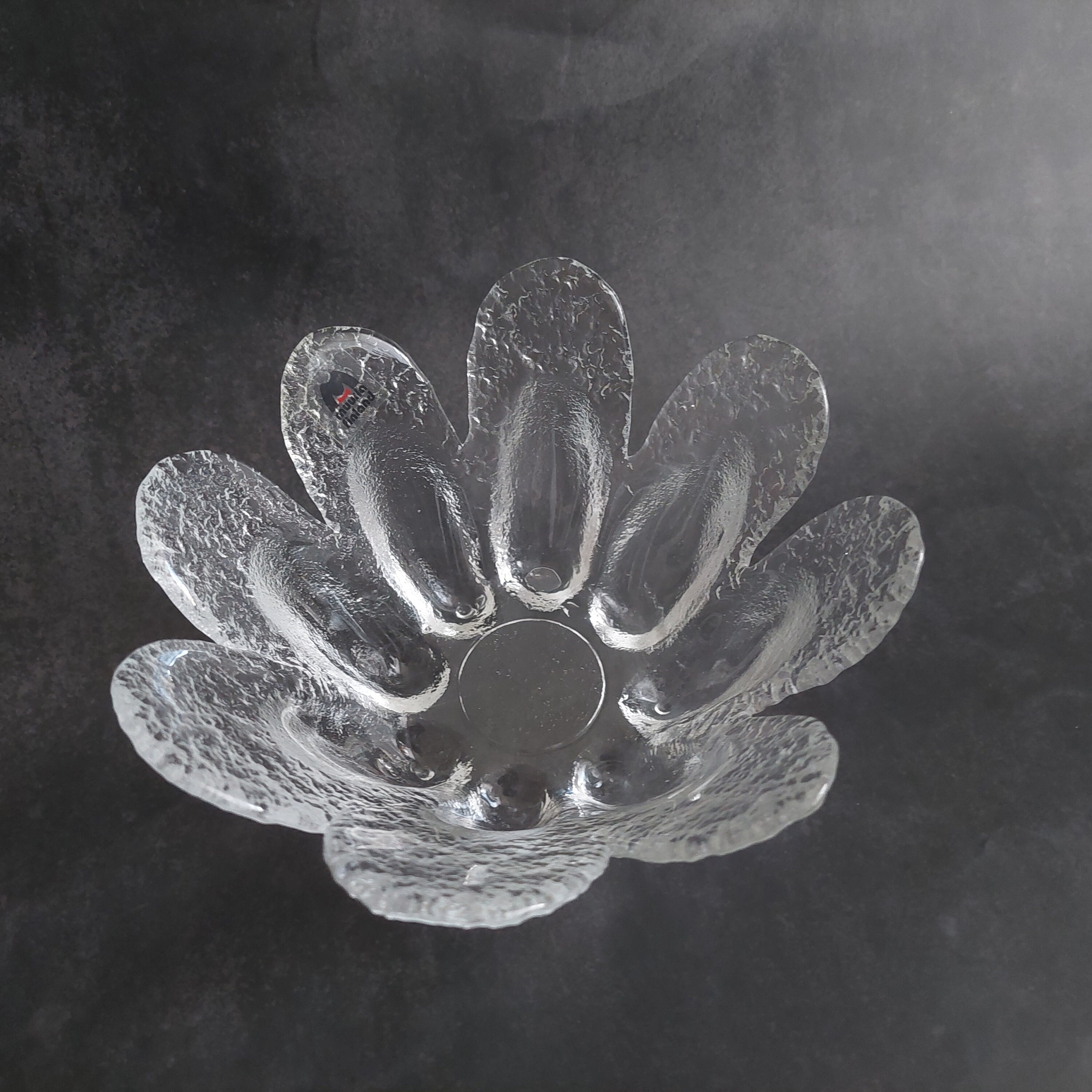 Vintage MUURLA Finnish Glass Petal Bowl; Glass Bowl Flower Shape; Clear ...