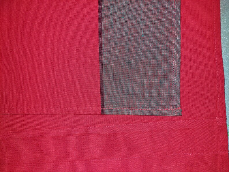 Handmade Red Cafe Curtains: Vintage, Reversible, Woven, Red/brown, Rod ...