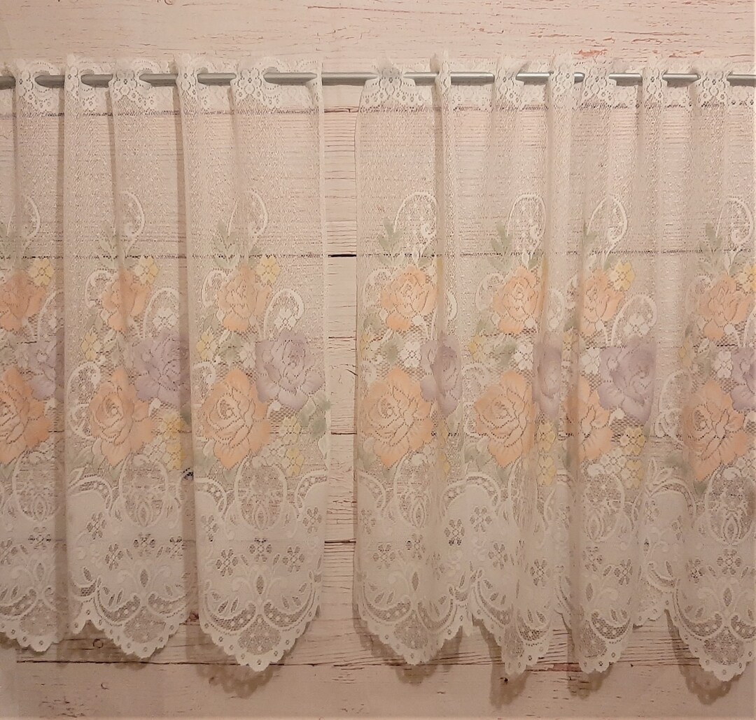 White Net Cafe Curtains With Holes for the Rod Kitchen White Cafe ...