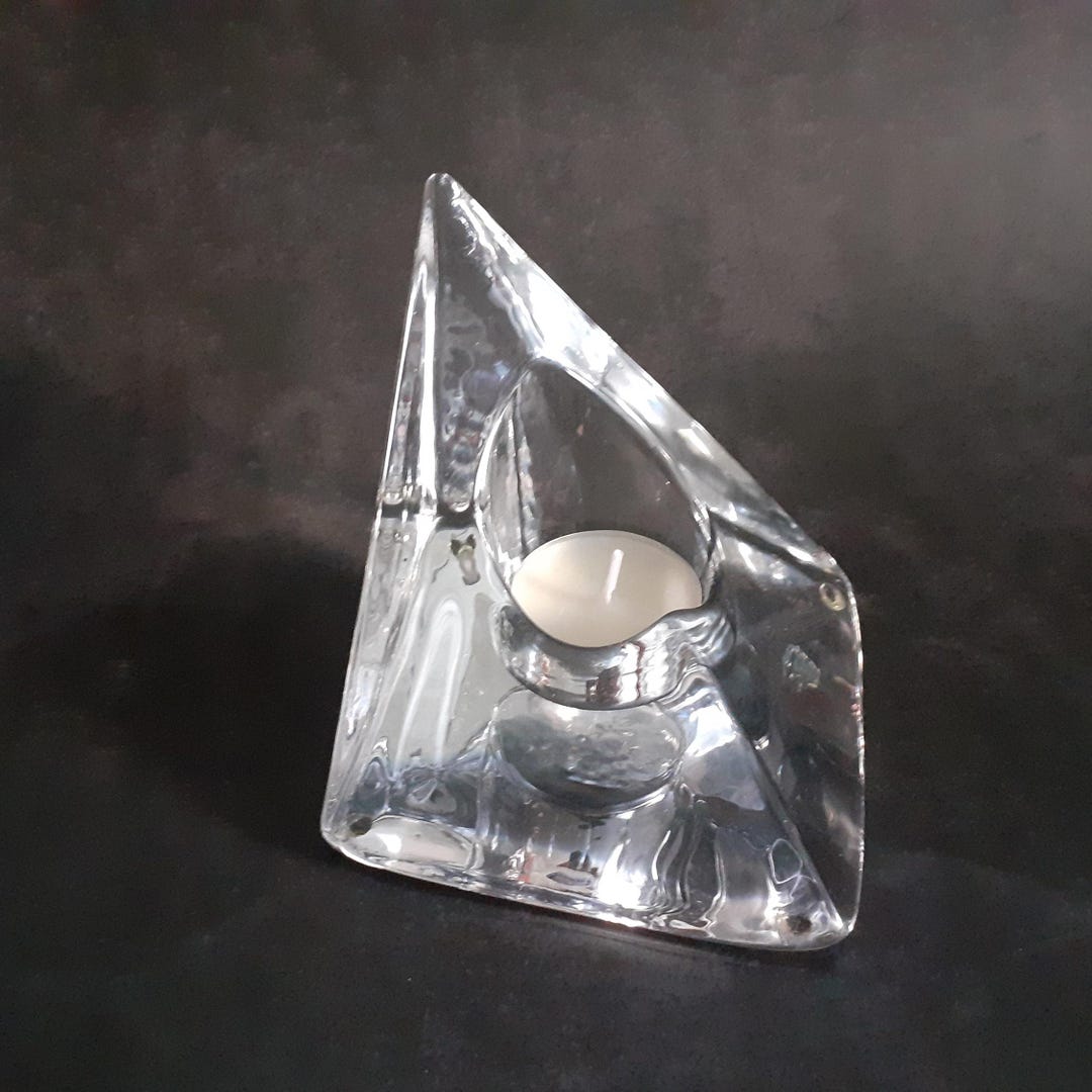 Nybro Sweden Crystal Glass Tealight Holder Ice Pyramid Shape: Tord ...