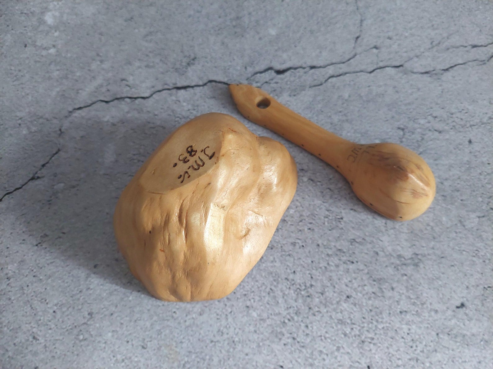 Swedish Vintage Hand-carved Wooden Kuksa Bowl With Spoon; Root; Cup and ...