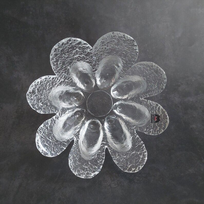 Vintage MUURLA Finnish Glass Petal Bowl Flower Shape; Clear Glass ...