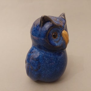 Handmade Blue Pottery Owl Figurine Vintage Ceramic Owl Blue Glazed ...