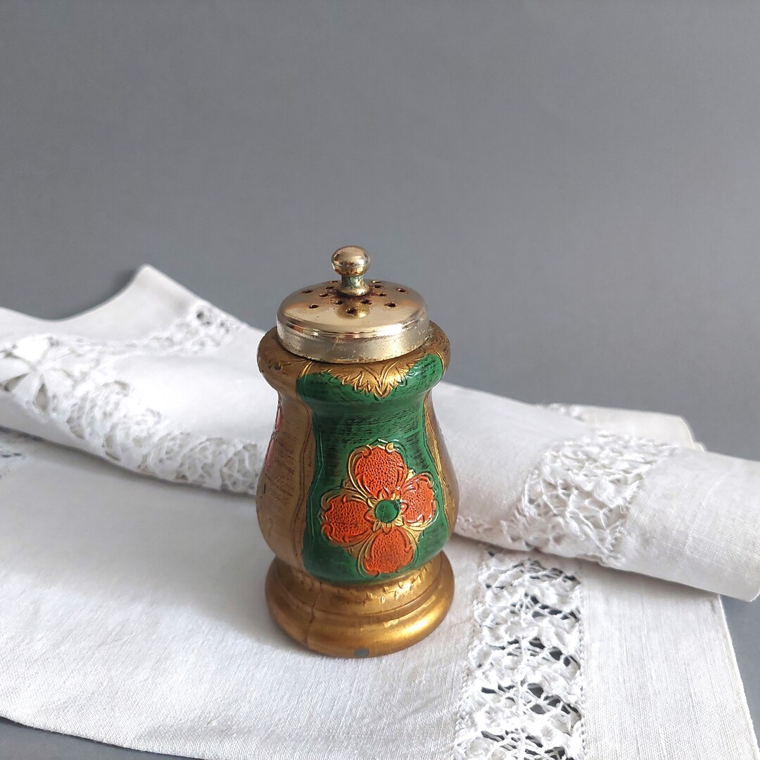 Vintage Italy Wooden Hand Painted Pepper Jar Wooden Pepper/salt Jar ...