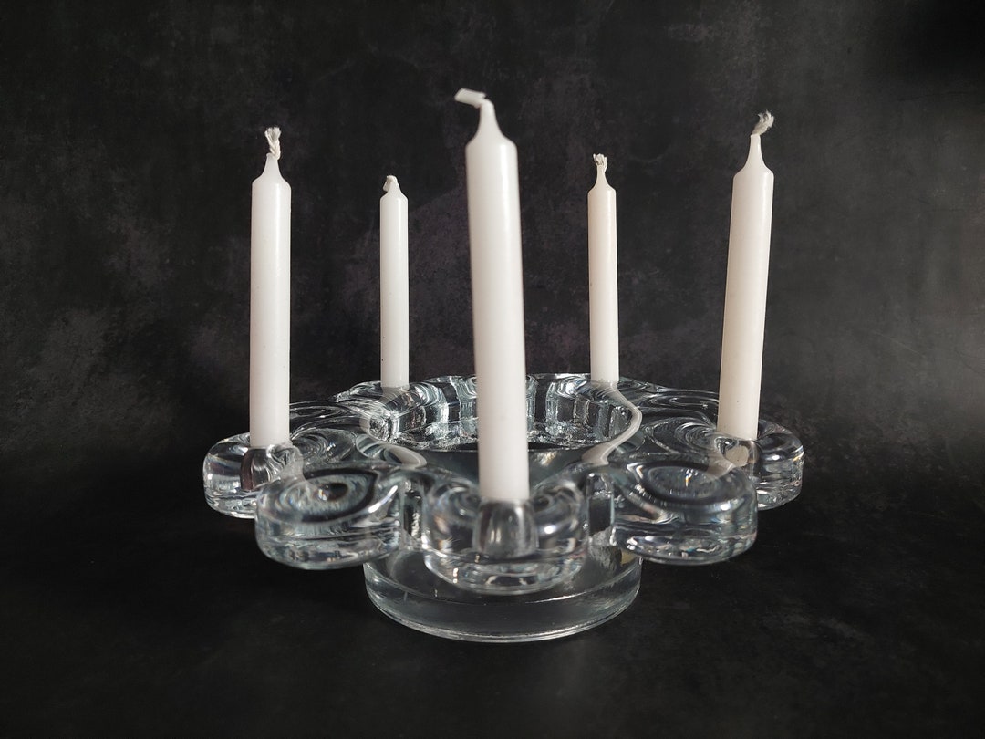 Nybro Blown Glass Candle Holder Design Paul Isling: Swedish, Vintage ...