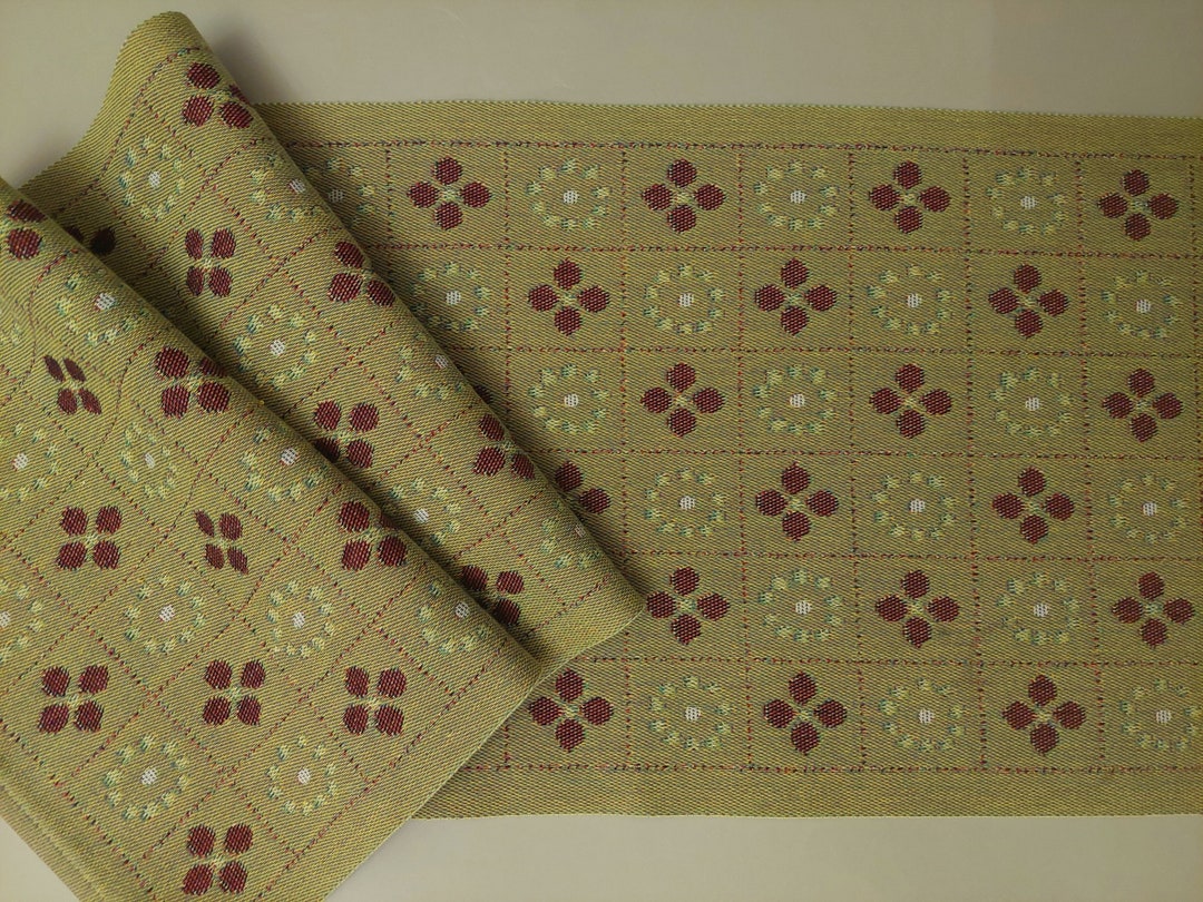 Woven Cotton Olive Green Table Runner by EKELUND Sweden; Vintage Table ...