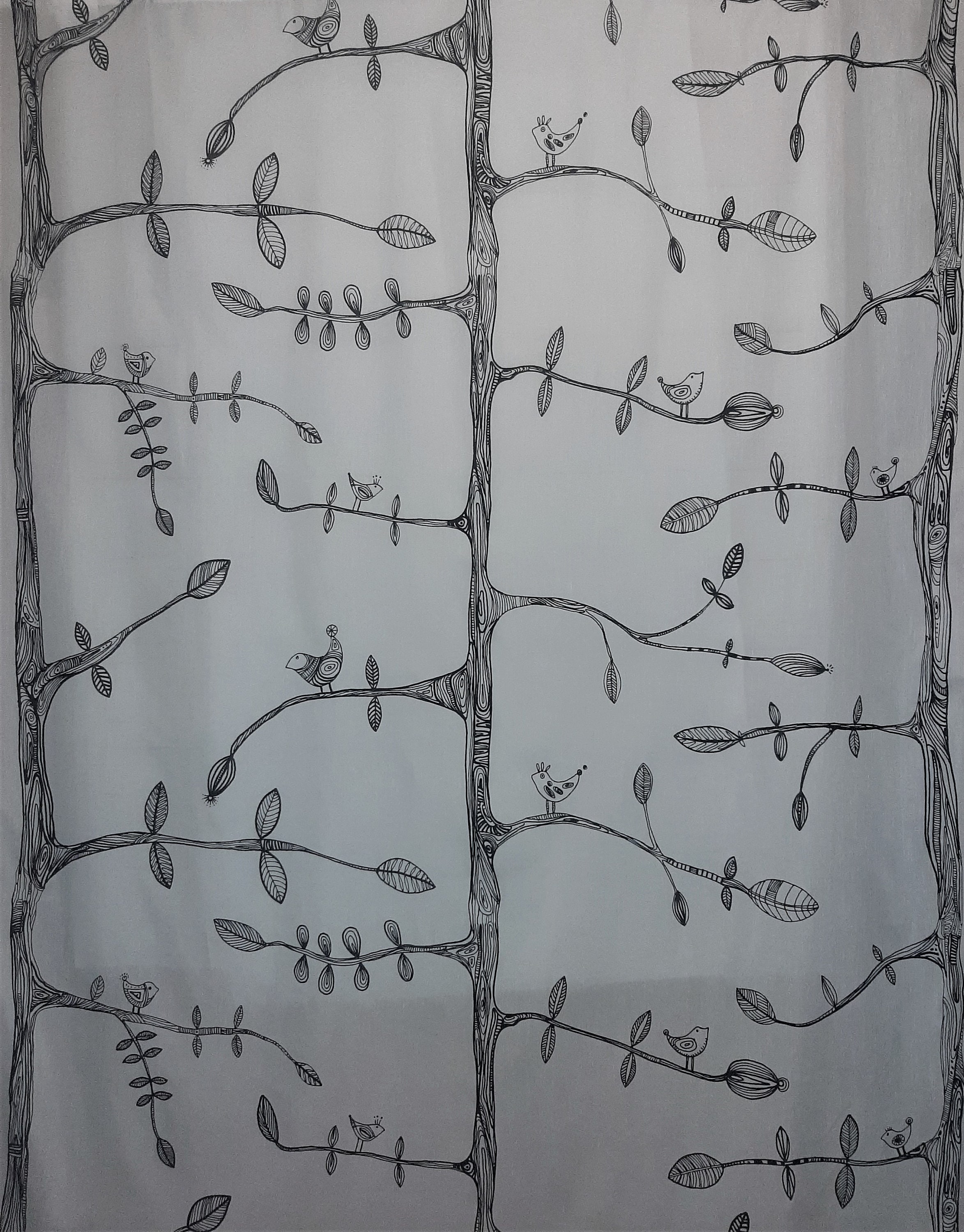IKEA EIVOR Black White Curtain Trees & Birds Pattern Vintage - Etsy
