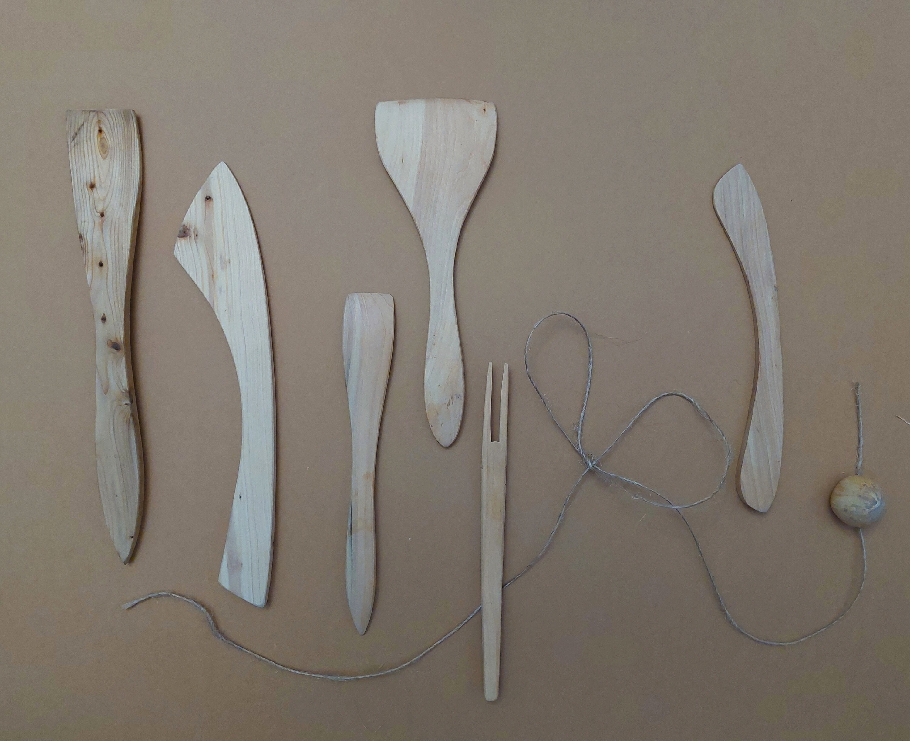 Set of 5 Small Wooden Spatulas & 1 Mini Fork: Vintage Handmade Spatulas ...