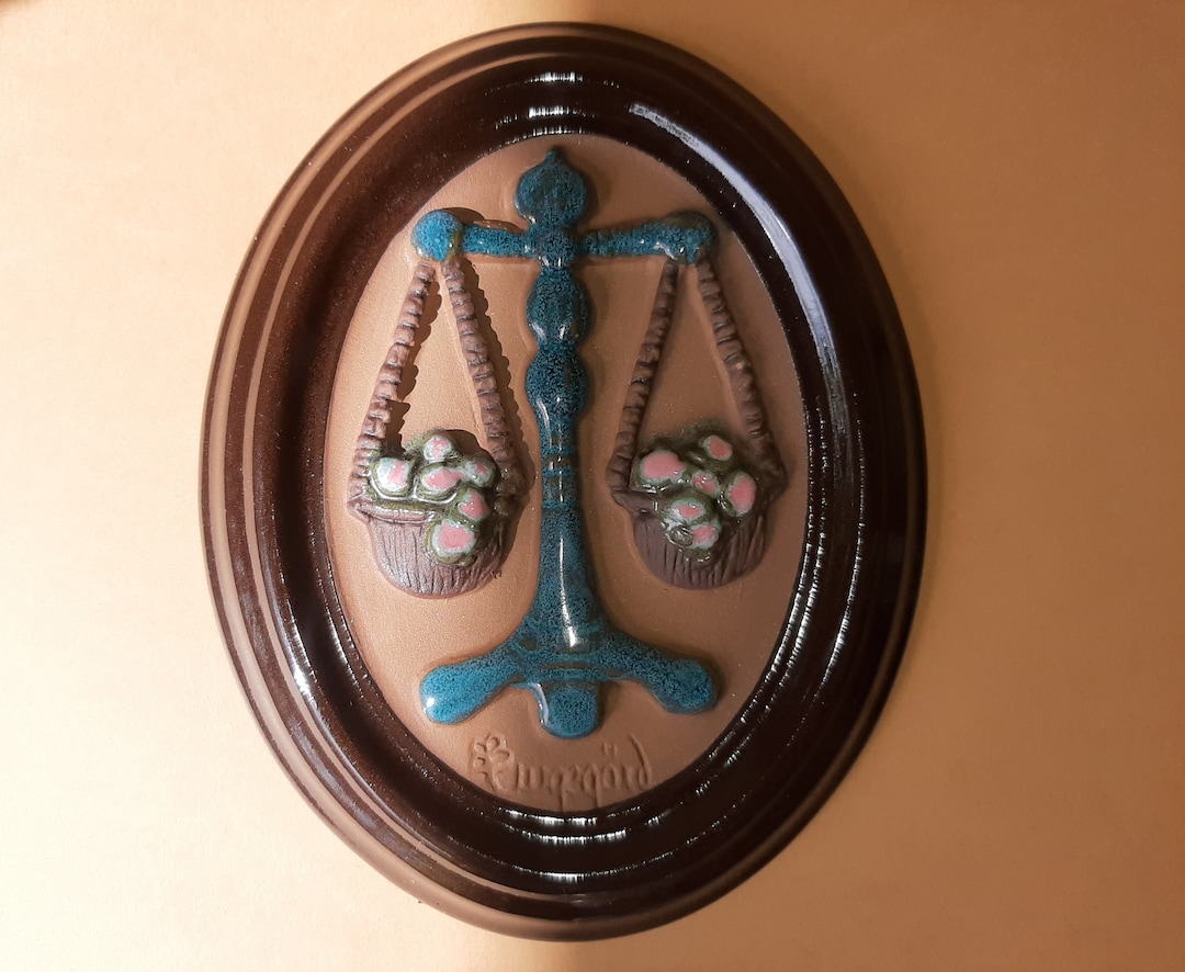 Gabriel Sweden Ceramic Wall Plaque; Zodiac Sign Libra Scales; Vintage ...