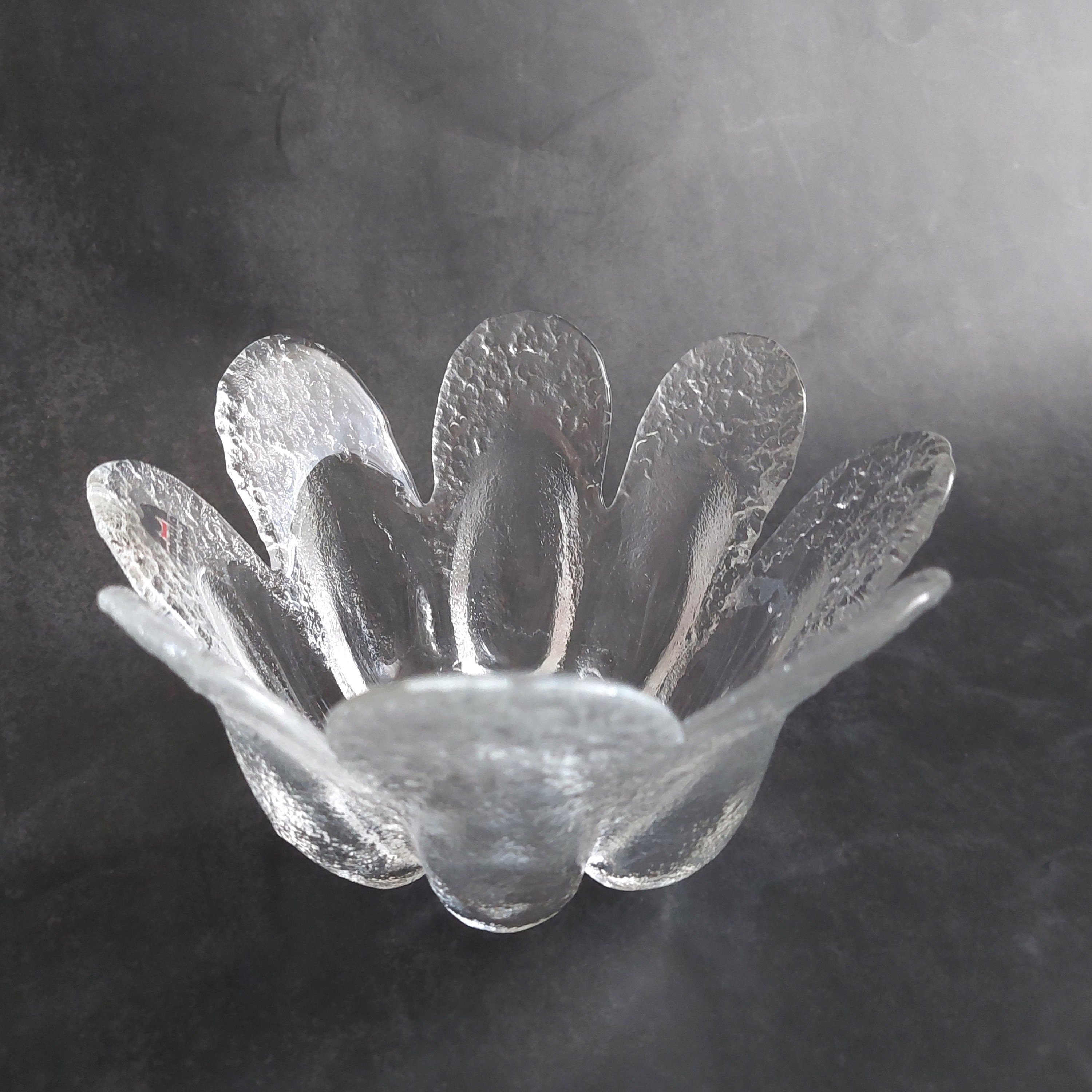 Vintage MUURLA Finnish Glass Petal Bowl Flower Shape; Clear Glass ...