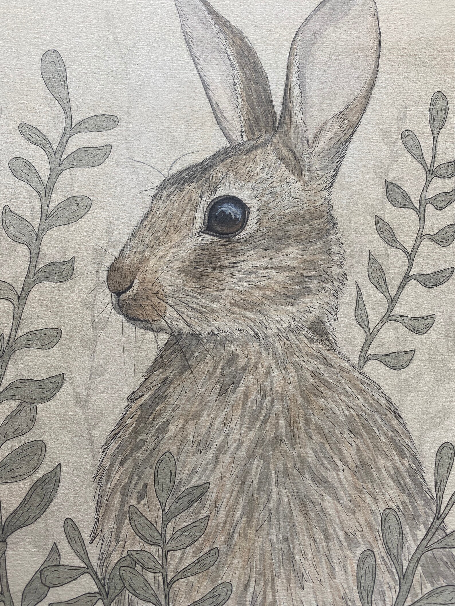 Rabbit in the Brush Print Rabbit Painting Bunny Painting - Etsy