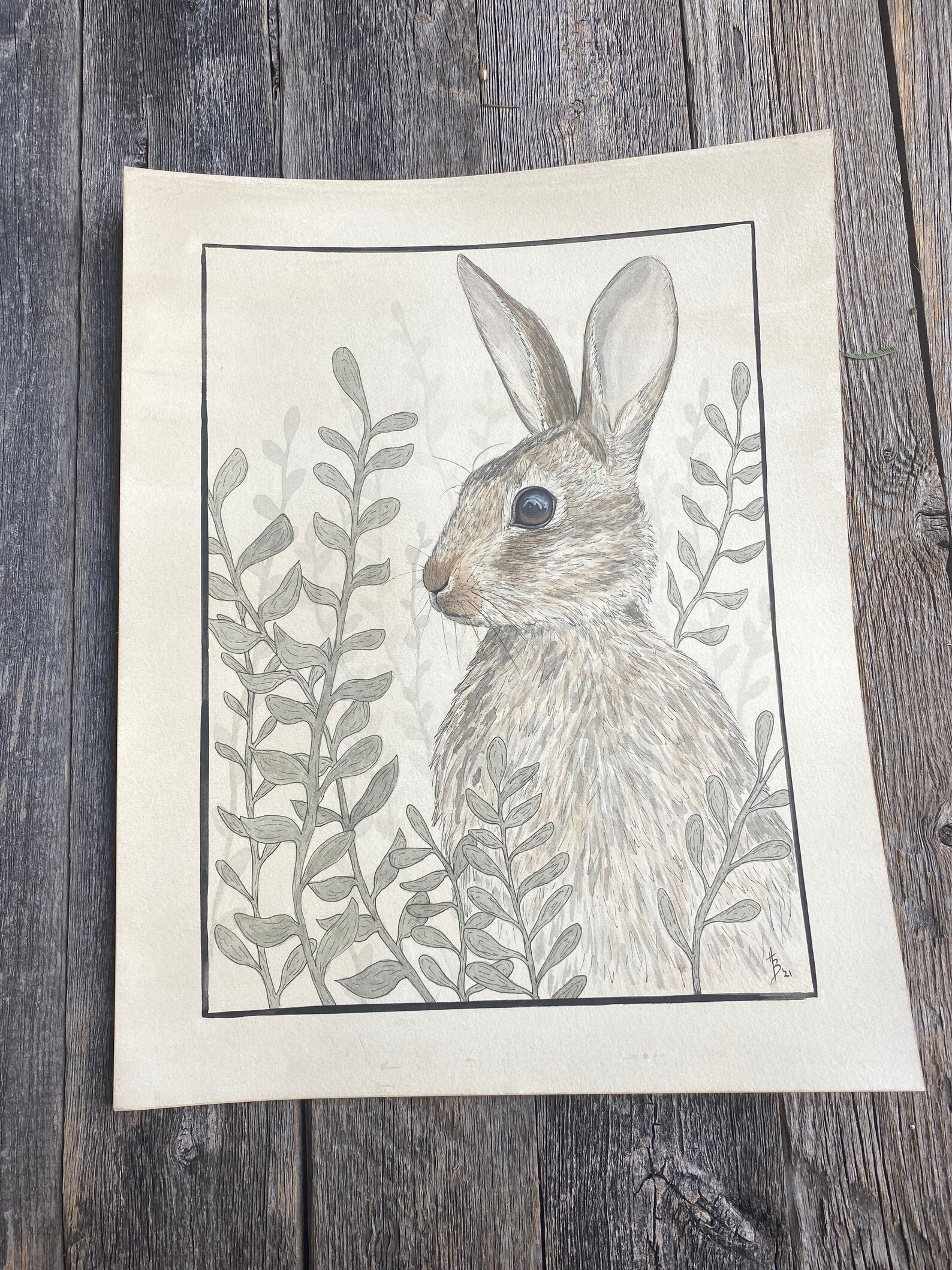 Rabbit in the Brush Print Rabbit Painting Bunny Painting - Etsy