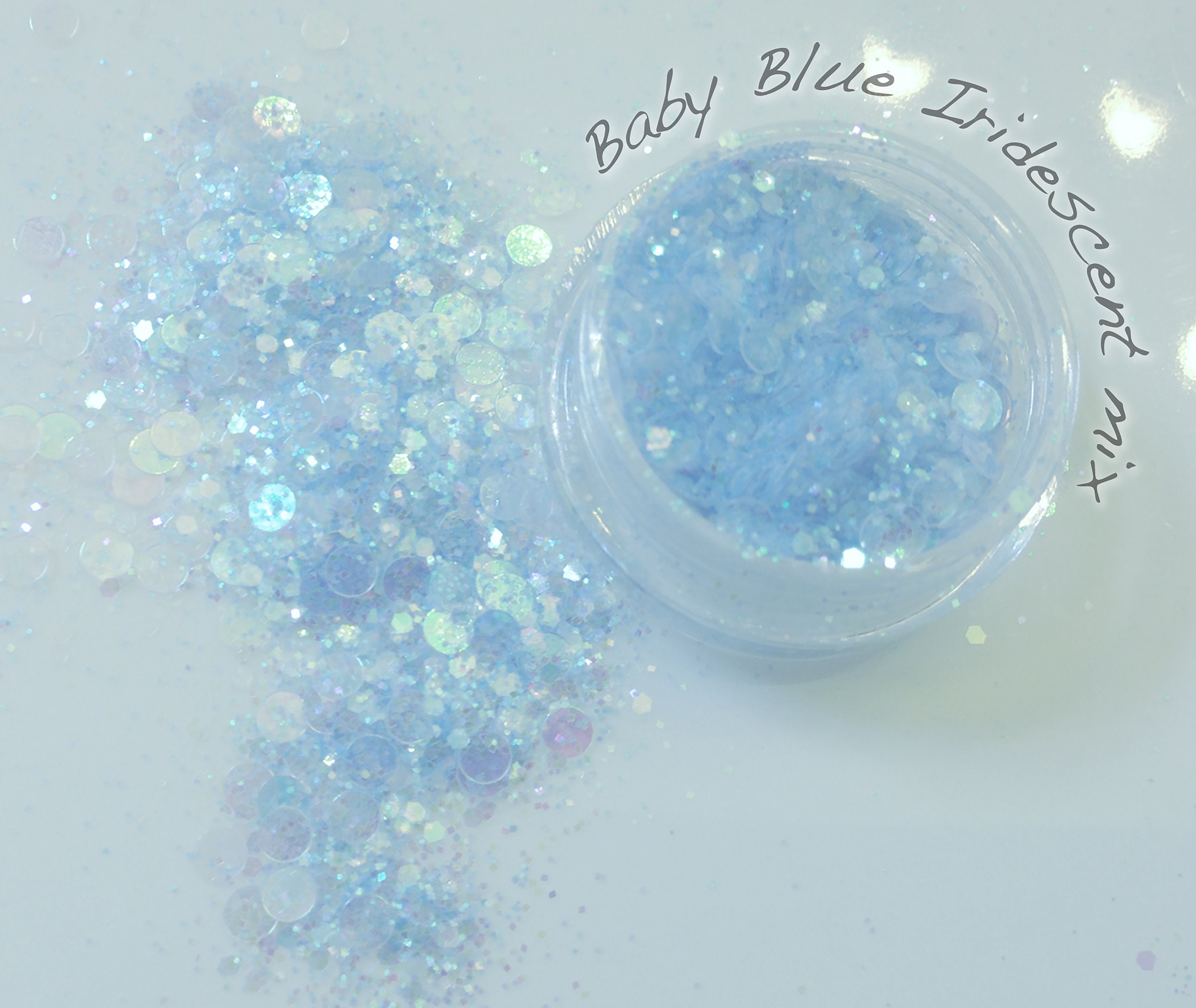 Baby Blue Multi Sized Glitter Flake With 3mm Discs. GLITTER Disc Mixes ...