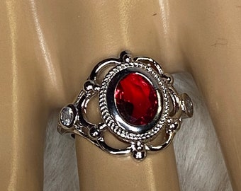 Red Silver Ring - Etsy