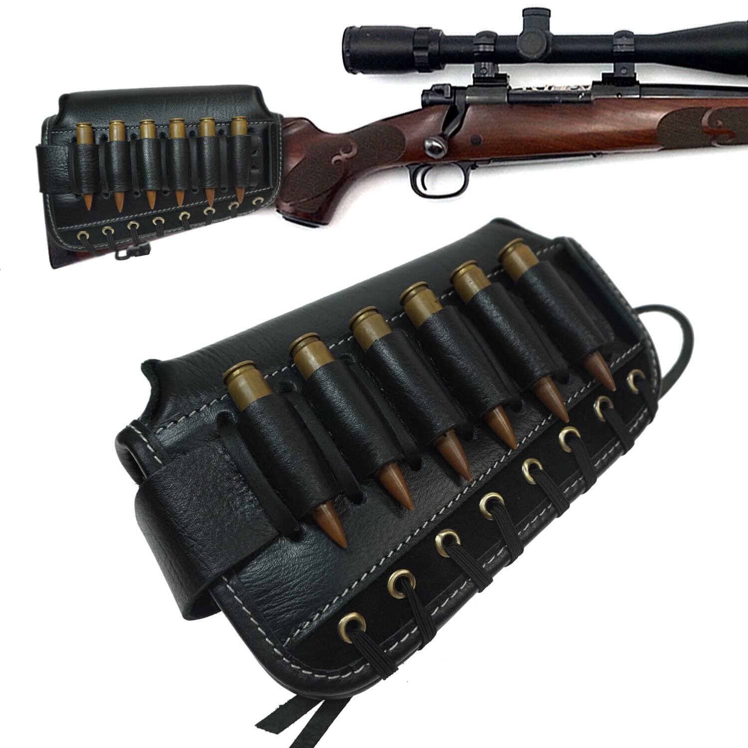 Genuine Leather Rifle Cheek Riser Buttstock Holder High | Etsy