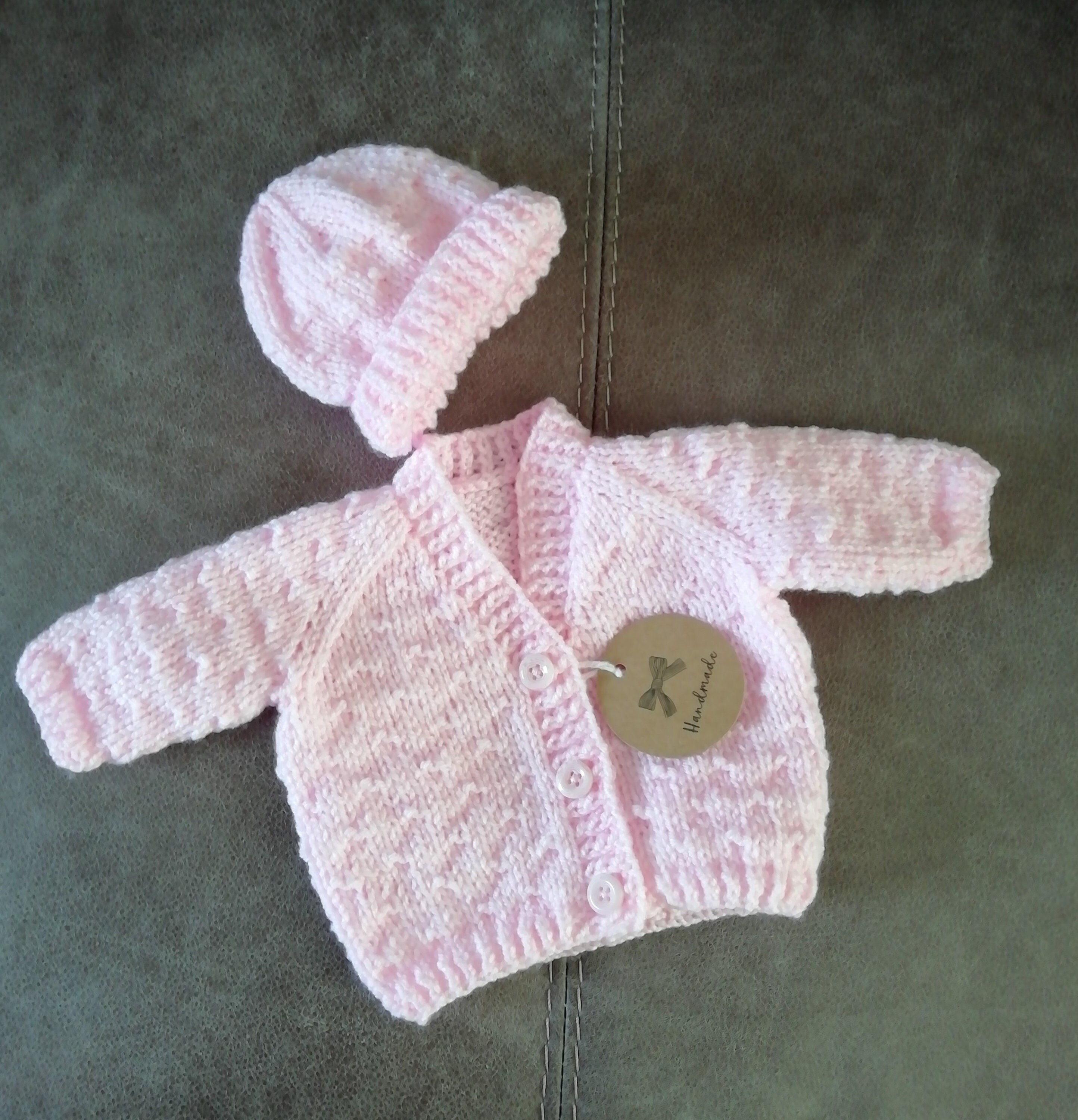 New Hand Knitted Premature Baby Cardigan and Hat Set 3 5 - Etsy UK