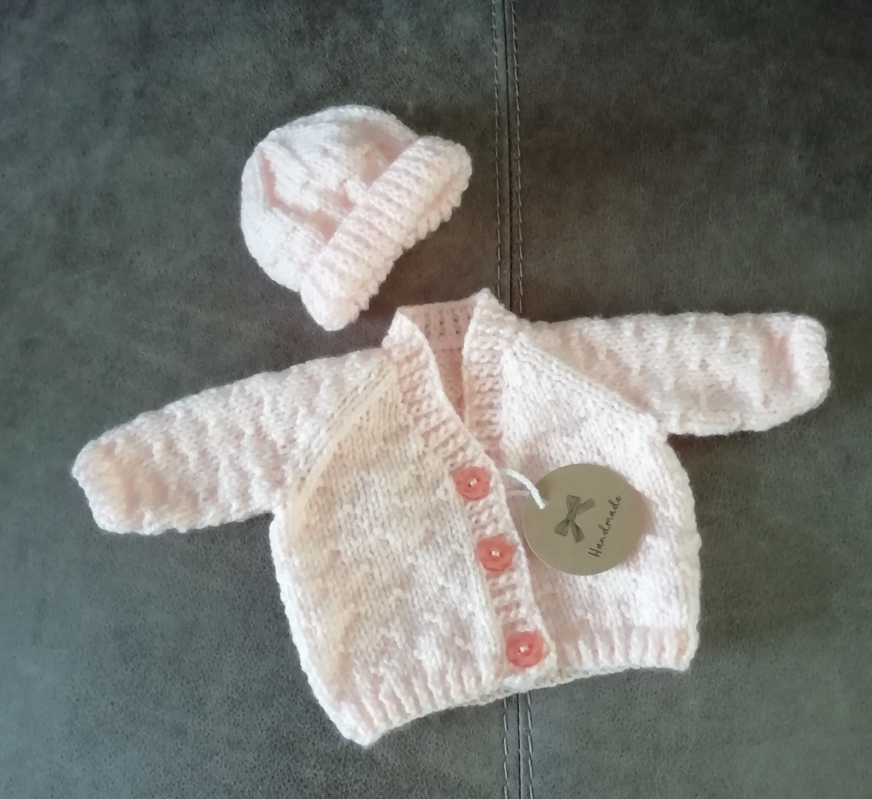 New Hand Knitted Premature Baby Cardigan and Hat Set 3 5 - Etsy UK