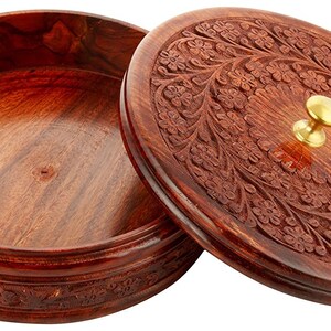 Indian Handcrafted Brass & Wooden Metal Chapati and Spice Box Kitchen ...