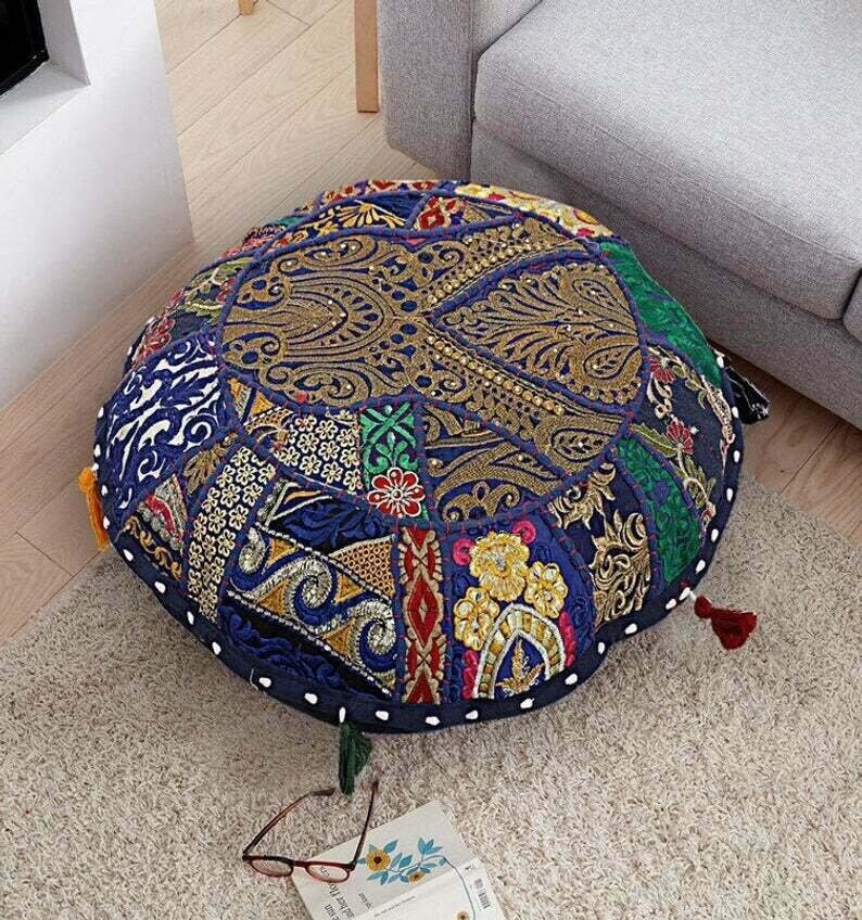 Round Meditation Pillow Boho Floor Cushions Large Floor - Etsy