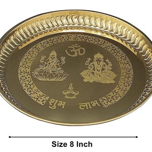 Traditional Handcrafted Brass Pital Pooja Thali Aarti Bartan Plate Set ...
