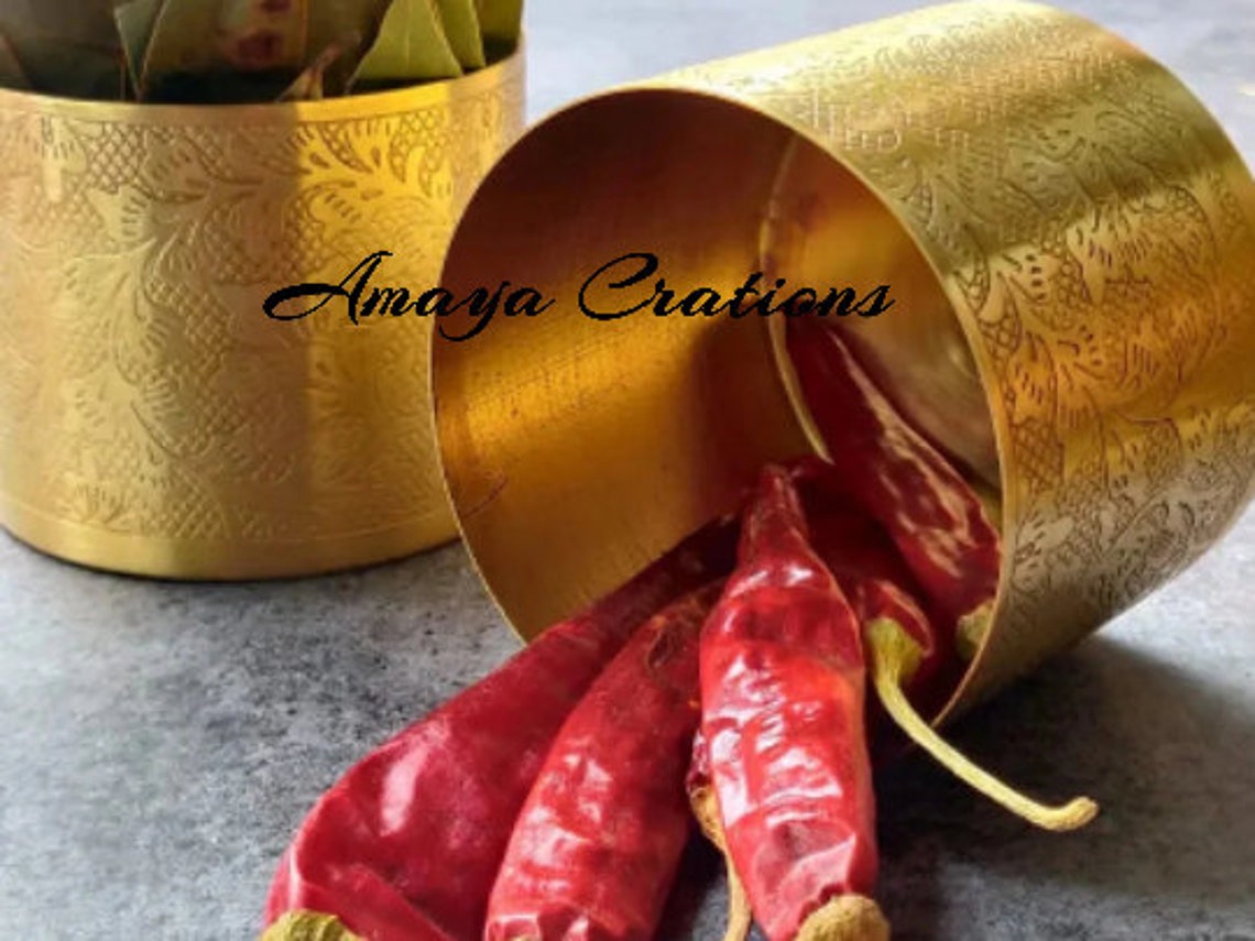 100% Brass Indian Style Spice Box Purely Designed Masala Box - Etsy