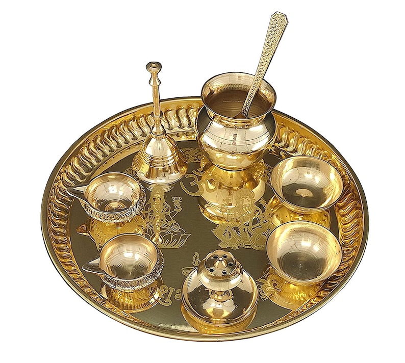Traditional Handcrafted Brass Pital Pooja Thali Aarti Bartan - Etsy