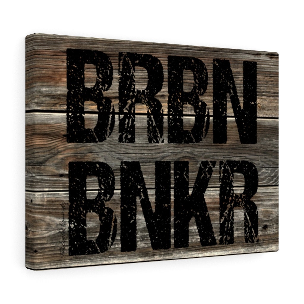 Bourbon Bunker Sign, BRBN BNKR Whisky Bar Sign, Man Cave Wall Art ...