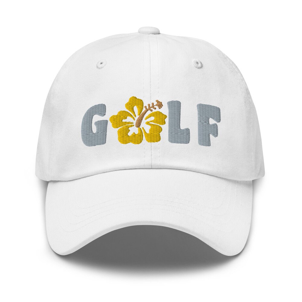 Golf Hat With a Tropical Hibiscus Flower in Yellow and Gold - Etsy