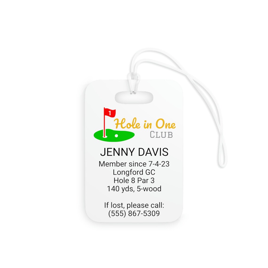 Hole in One Club Golf Bag Tag Custom Luggage Tag - Etsy