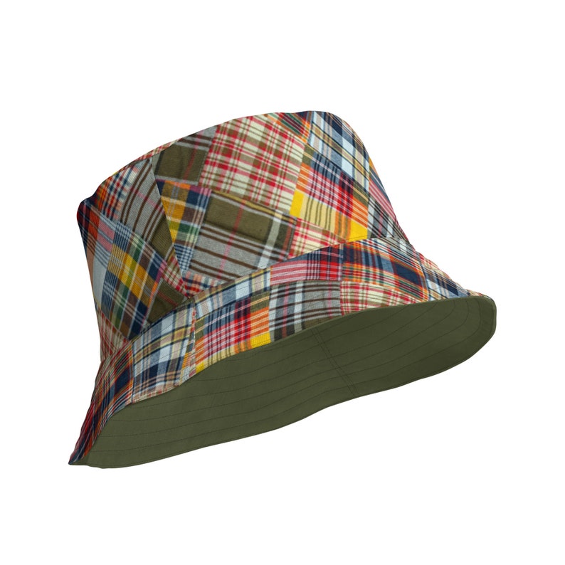 Madras Bucket Hat, Reversible Bucket Hat, Preppy Plaid Golf Hat Wide ...