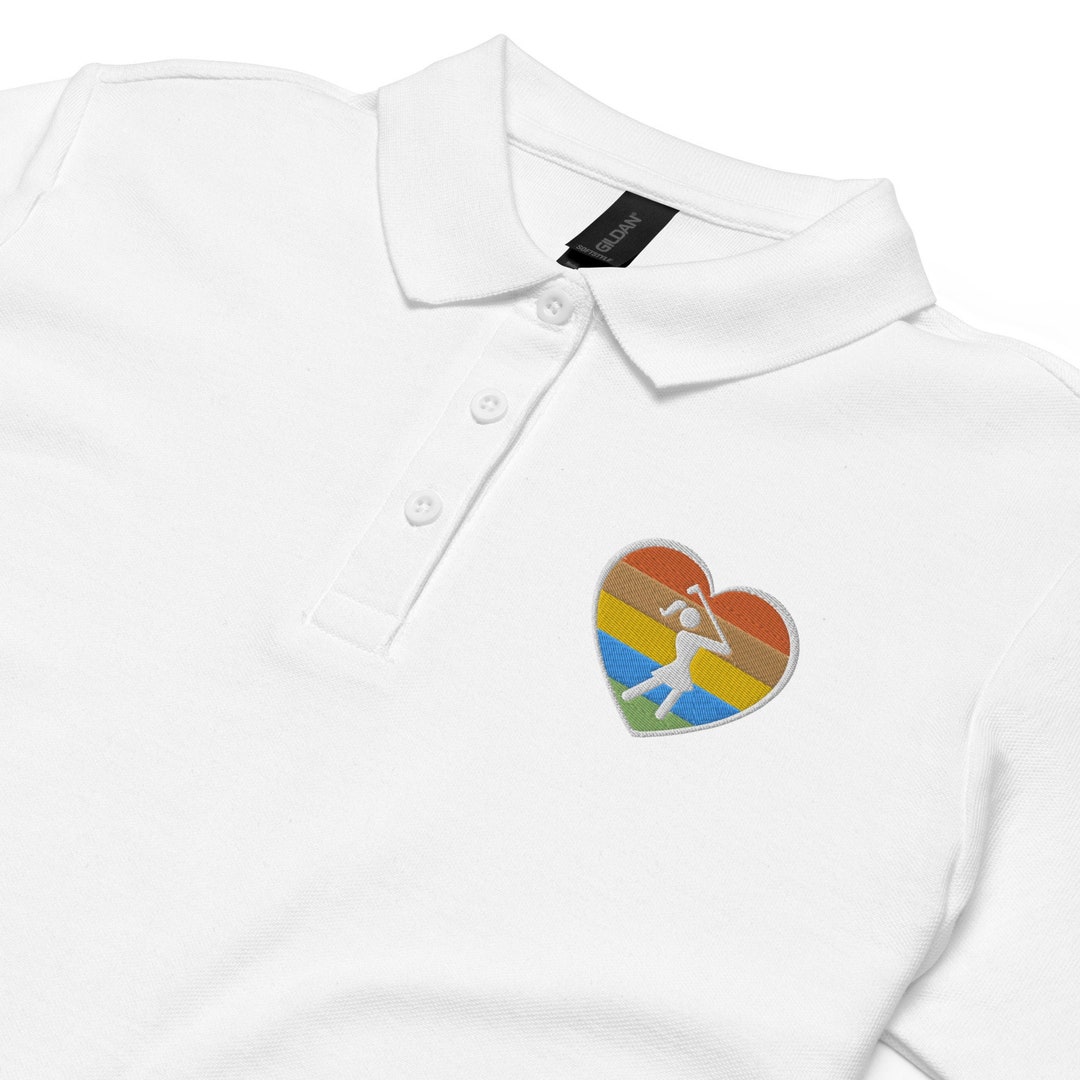Women's Golf Polo Shirt With i Heart Golf Embroidered Golfer Girl Icon ...