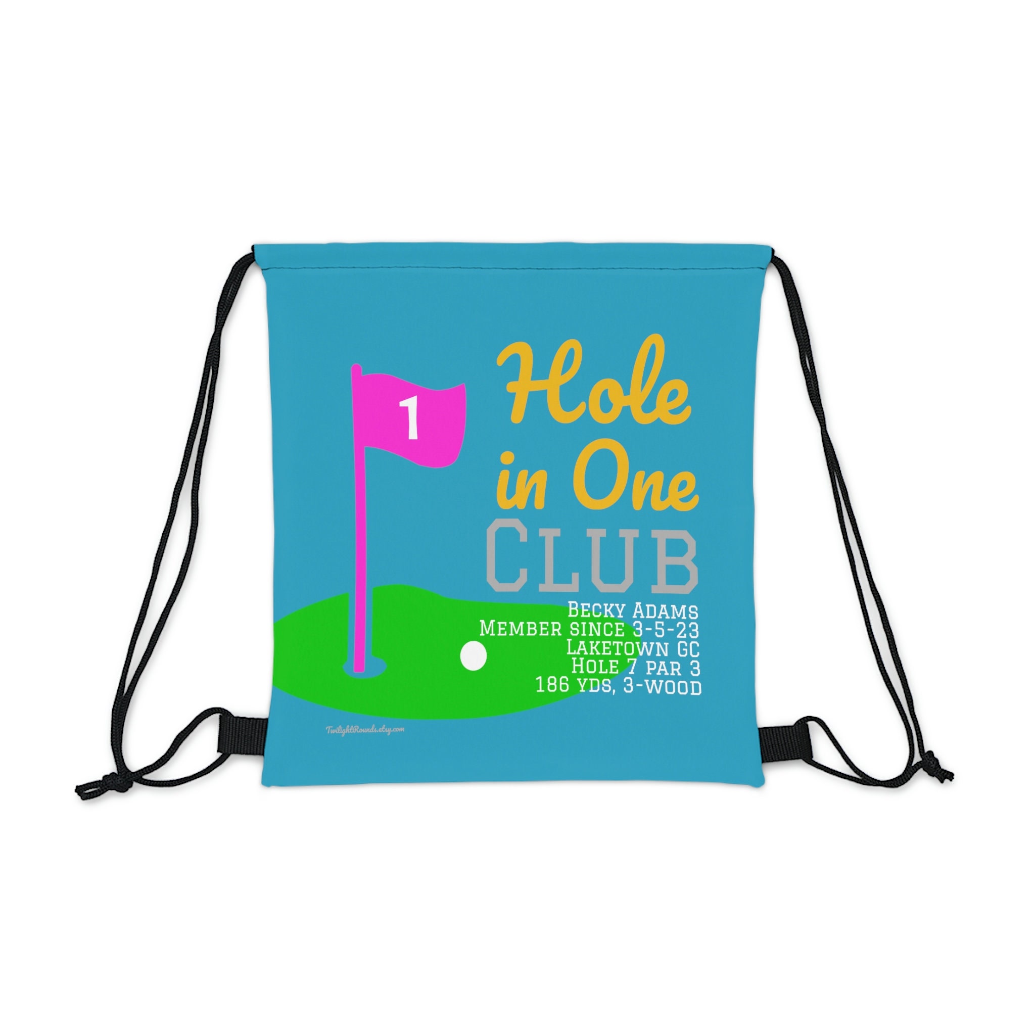 Hole in One Club Golf Bag, Drawstring Shag Bag, Golf Ball Sack Shoe Bag ...