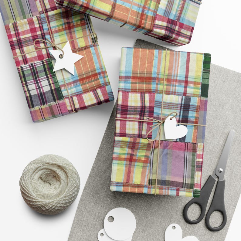 Madras Wrapping Paper, Plaid Print Gift Wrap Paper by the Sheet or Roll ...