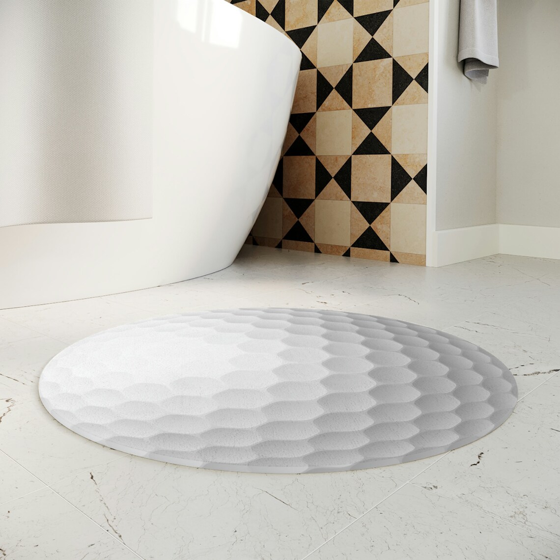 Golf Ball Bath Mat, Round Bath Rug That Looks Like a Golf Ball, Small ...