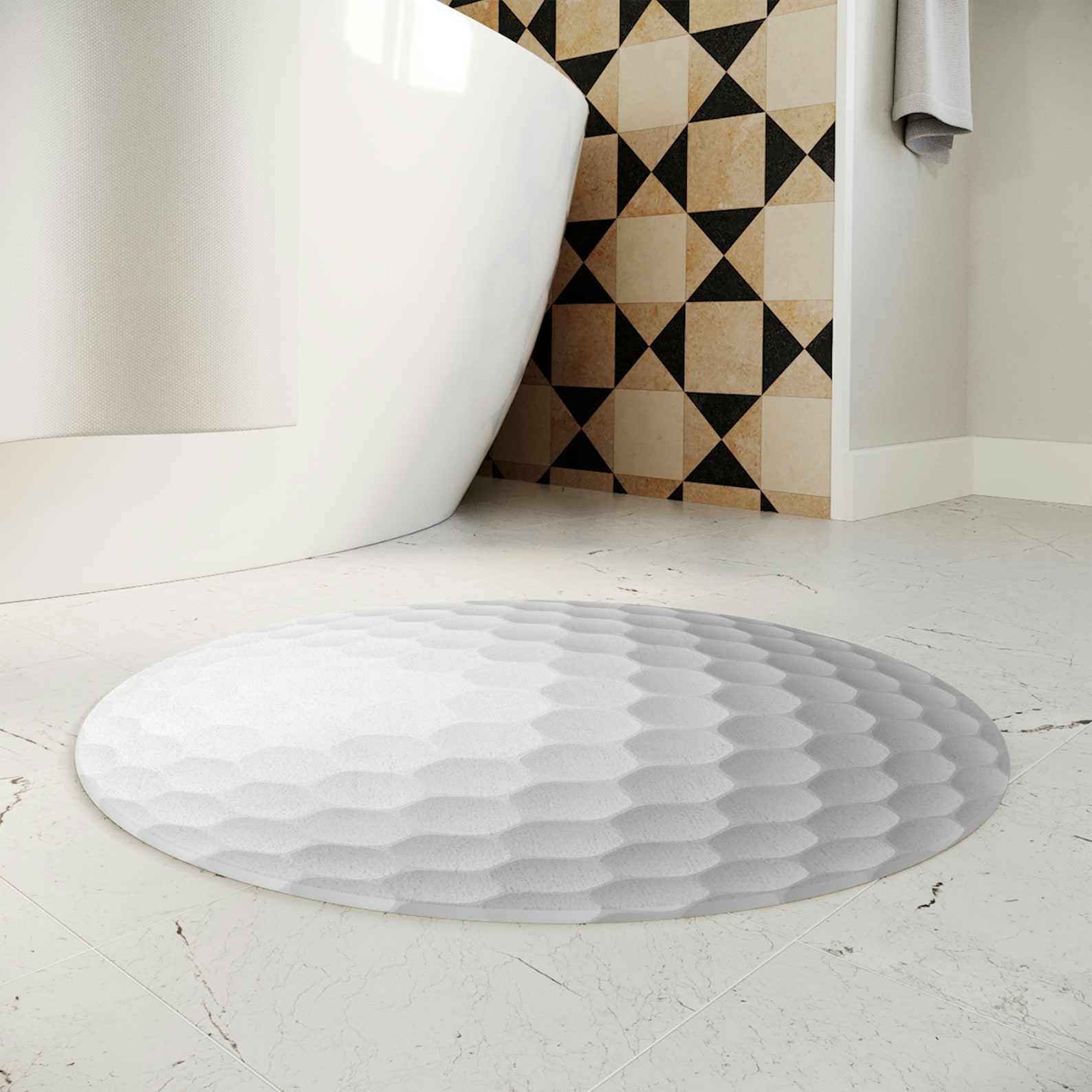 Golf Ball Bath Mat, Round Bath Rug That Looks Like a Golf Ball, Small ...