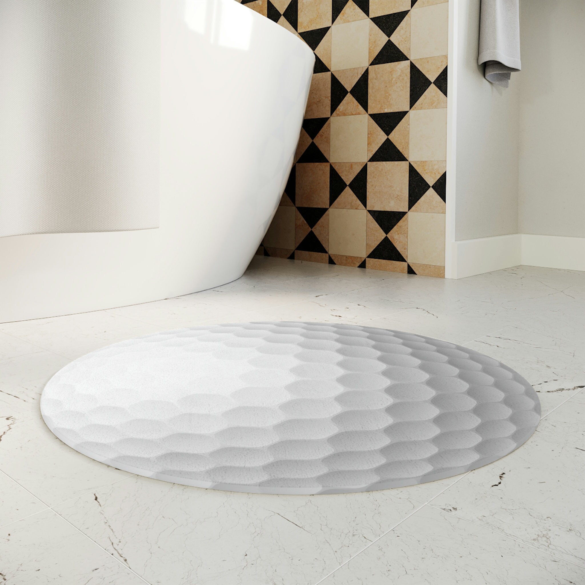 Golf Ball Bath Mat, Round Bath Rug That Looks Like a Golf Ball, Small ...