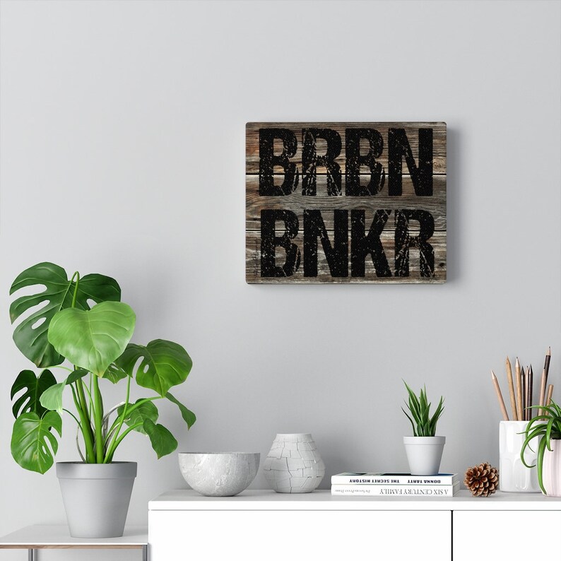 Bourbon Bunker Sign, BRBN BNKR Whisky Bar Sign, Man Cave Wall Art ...